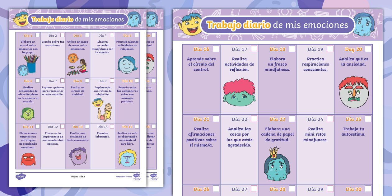Regulación de emociones - actividades diarias - Twinkl