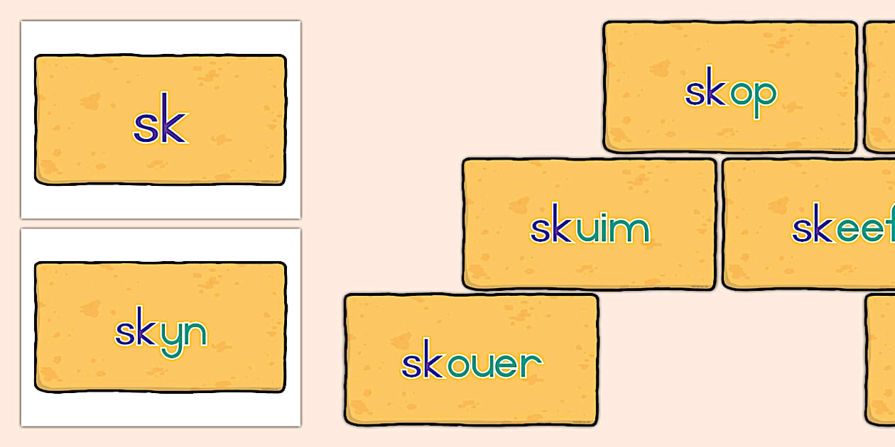 Gr 2 Klanke Woordmuurkaarte sk- (teacher made) - Twinkl
