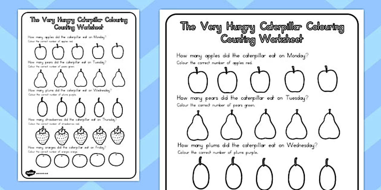 Colouring Counting Worksheet to Support Teaching on The Very Hungry