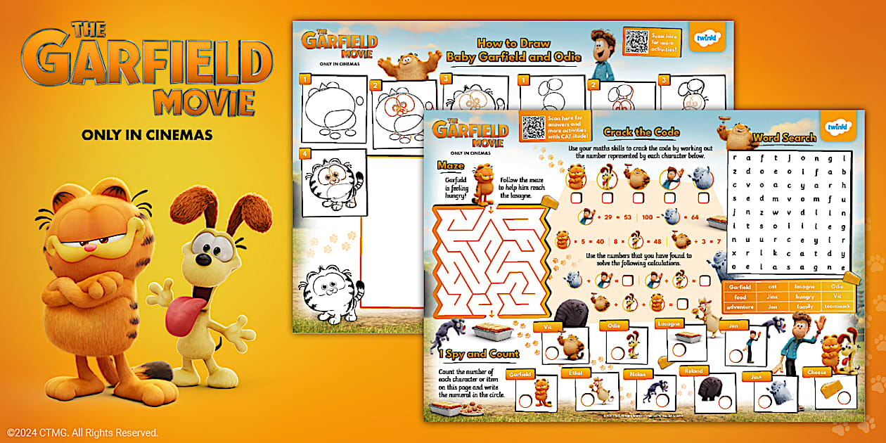FREE! - Garfield: A3 Activity Sheet with Answers - Twinkl