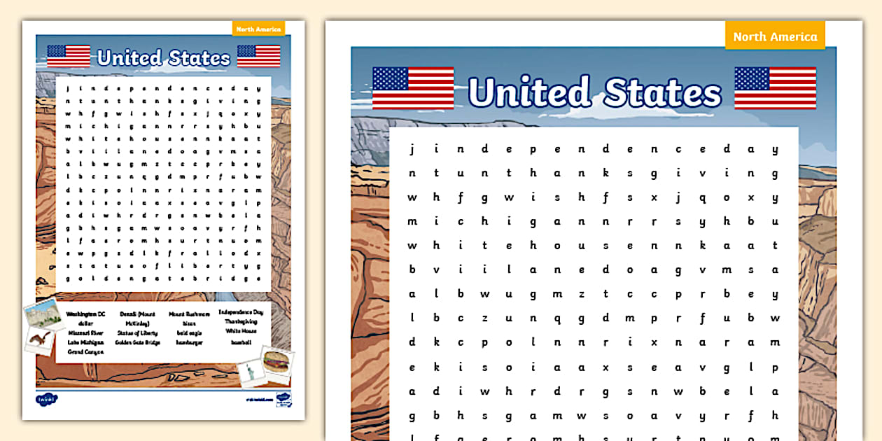 KS2 United States Word Search - Geography - KS2