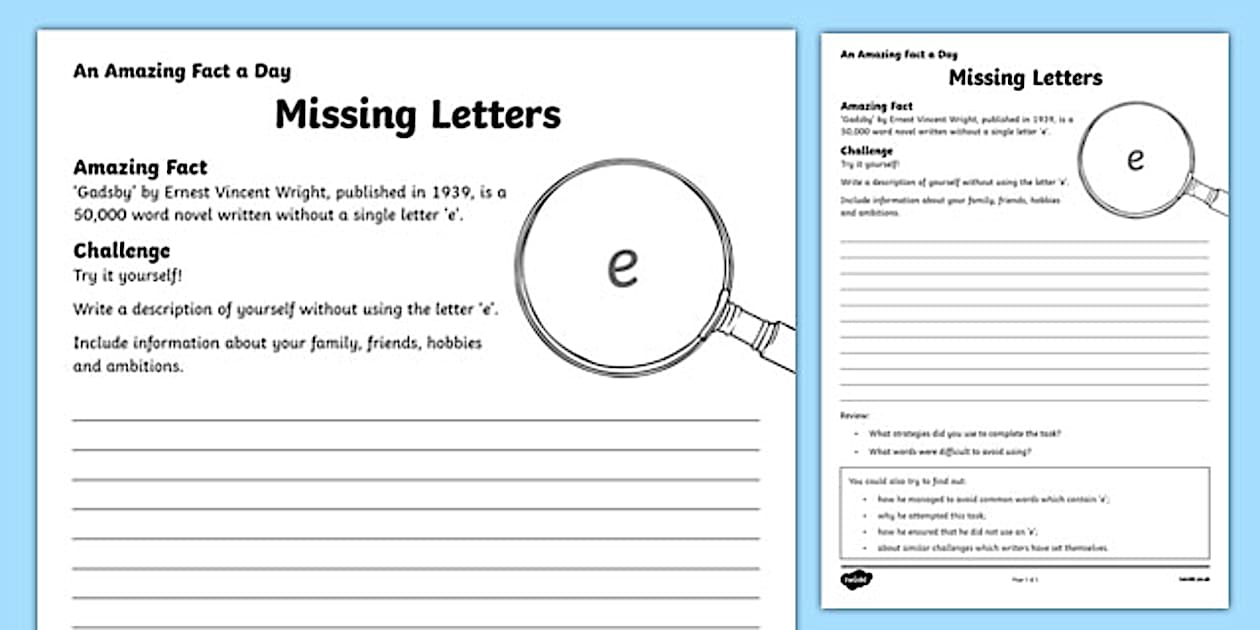 Editable Missing Letters Worksheet (teacher made) - Twinkl