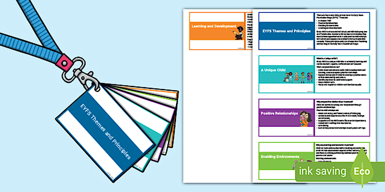 Lanyard-Sized Four Themes of EYFS | Principles Cards