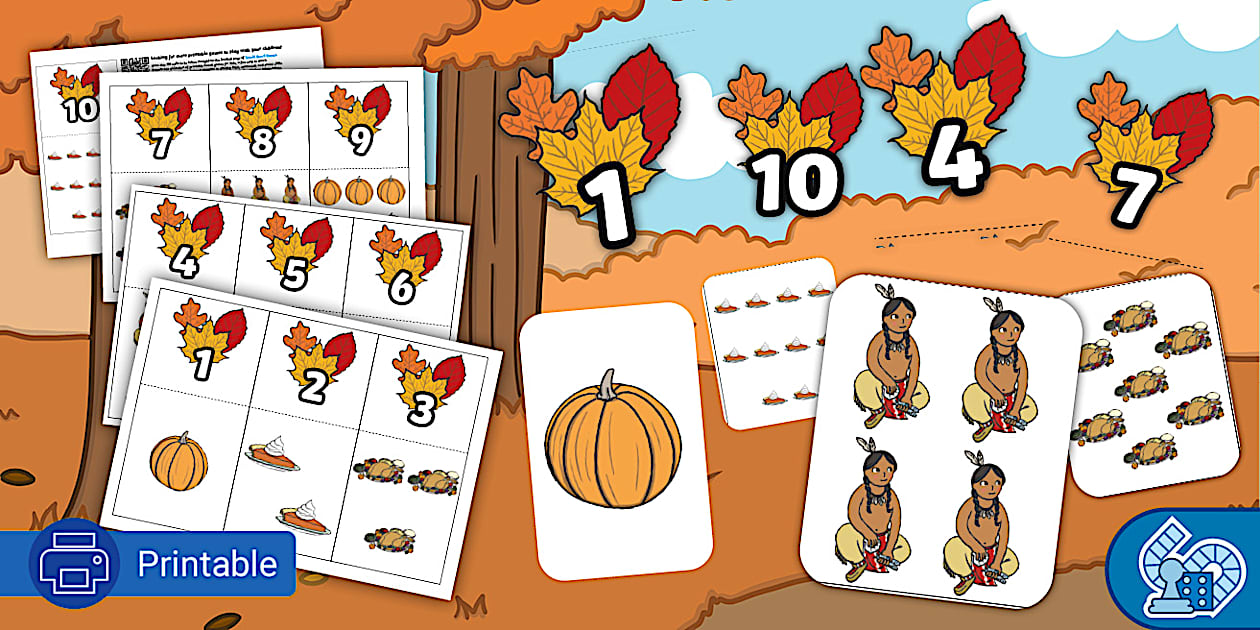 Thanksgiving Number Matching Game (profesor hizo) - Twinkl