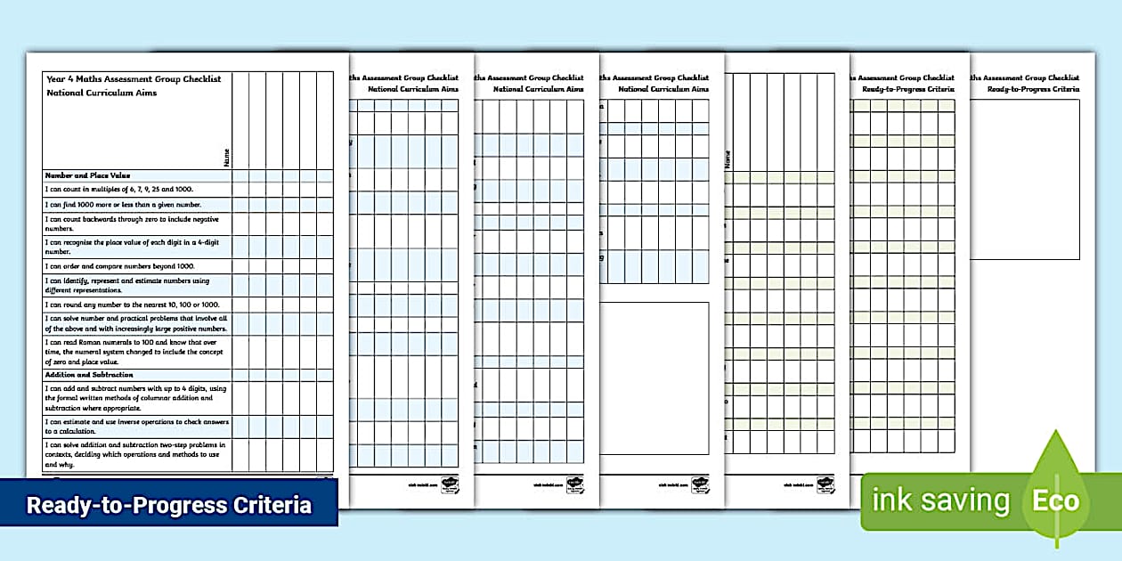 Editable Year 4 Maths Assessment Group Checklist - Twinkl