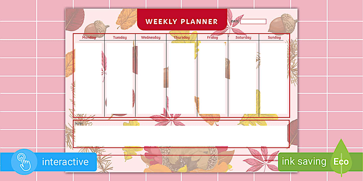 Autumn Theme Weekly Planner | Twinkl Busy Bees - Twinkl