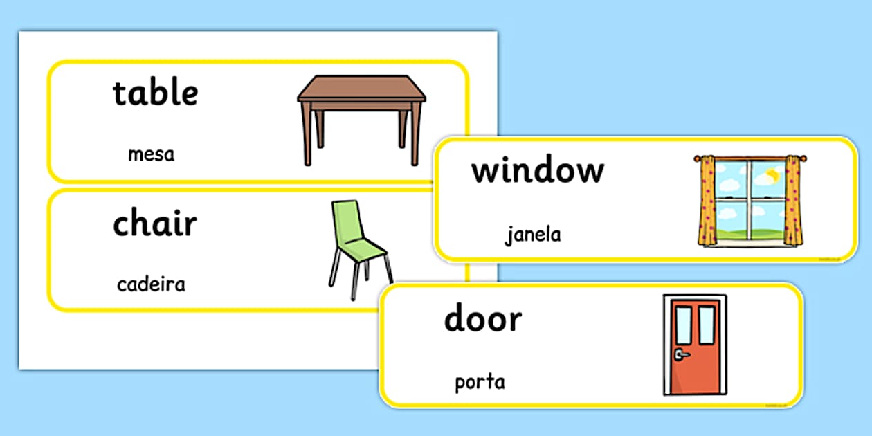 Printable Classroom Labels in English & Portuguese