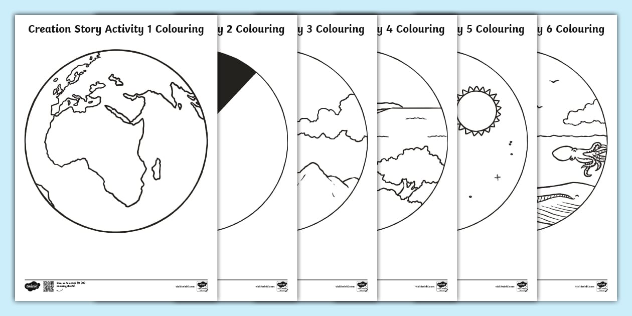 Creation Story Activity Colouring Pages - Sheets - Twinkl