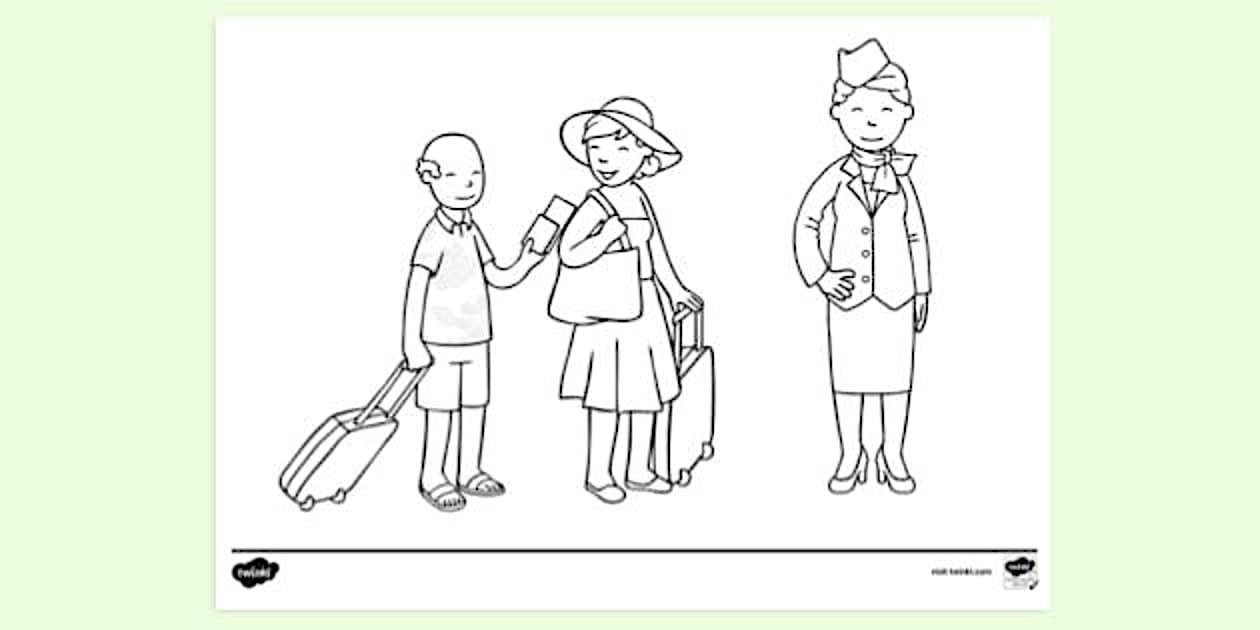 Flight Attendant Colouring | Colouring Sheets (teacher made)