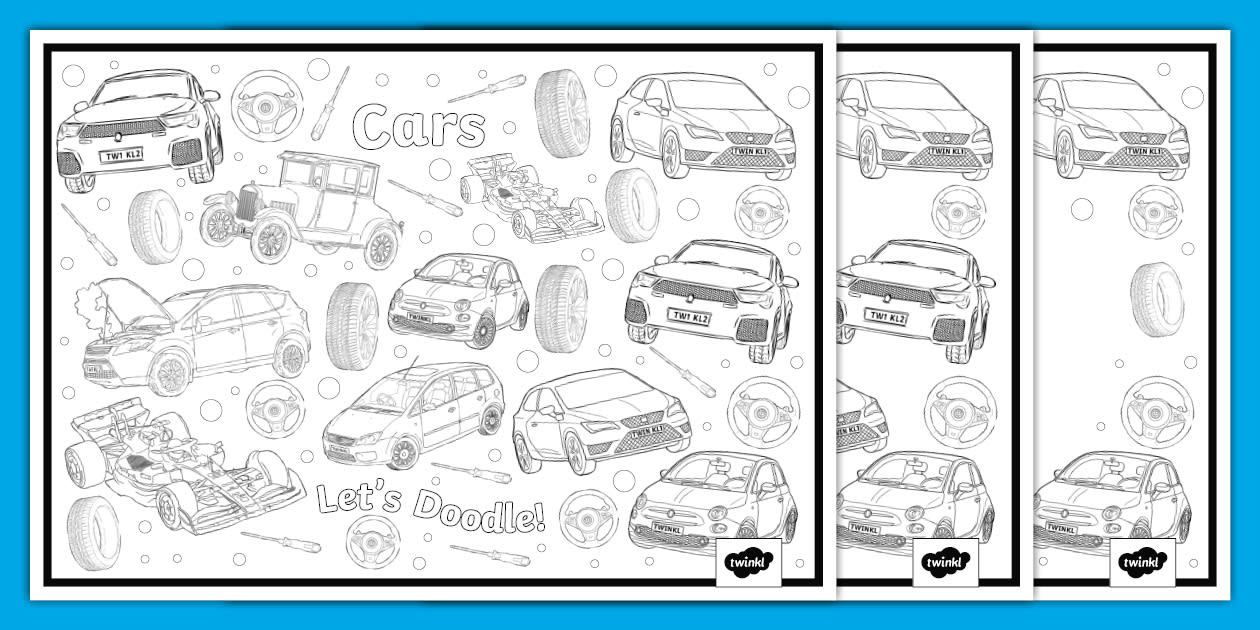 KS2 Cars Doodle Colouring (l'enseignant a fait) - Twinkl