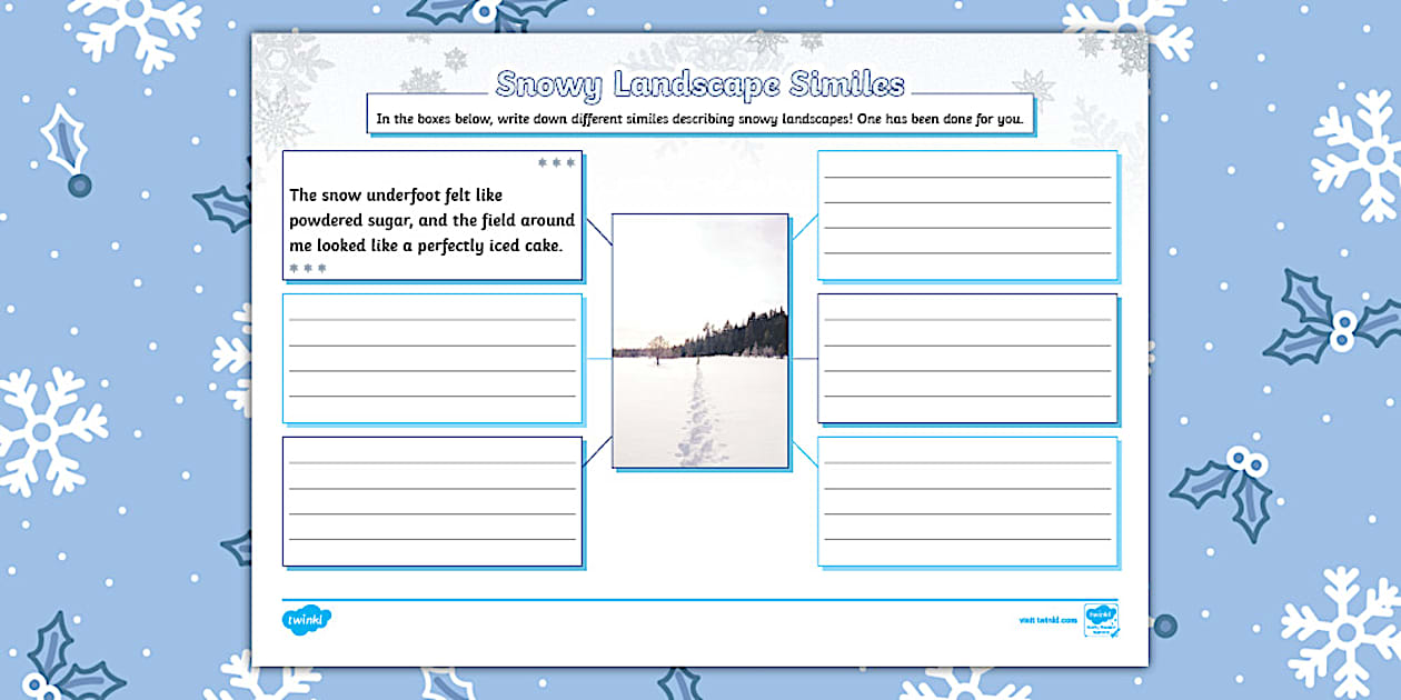 Snowy Landscape Similes Mind Map (teacher made) - Twinkl