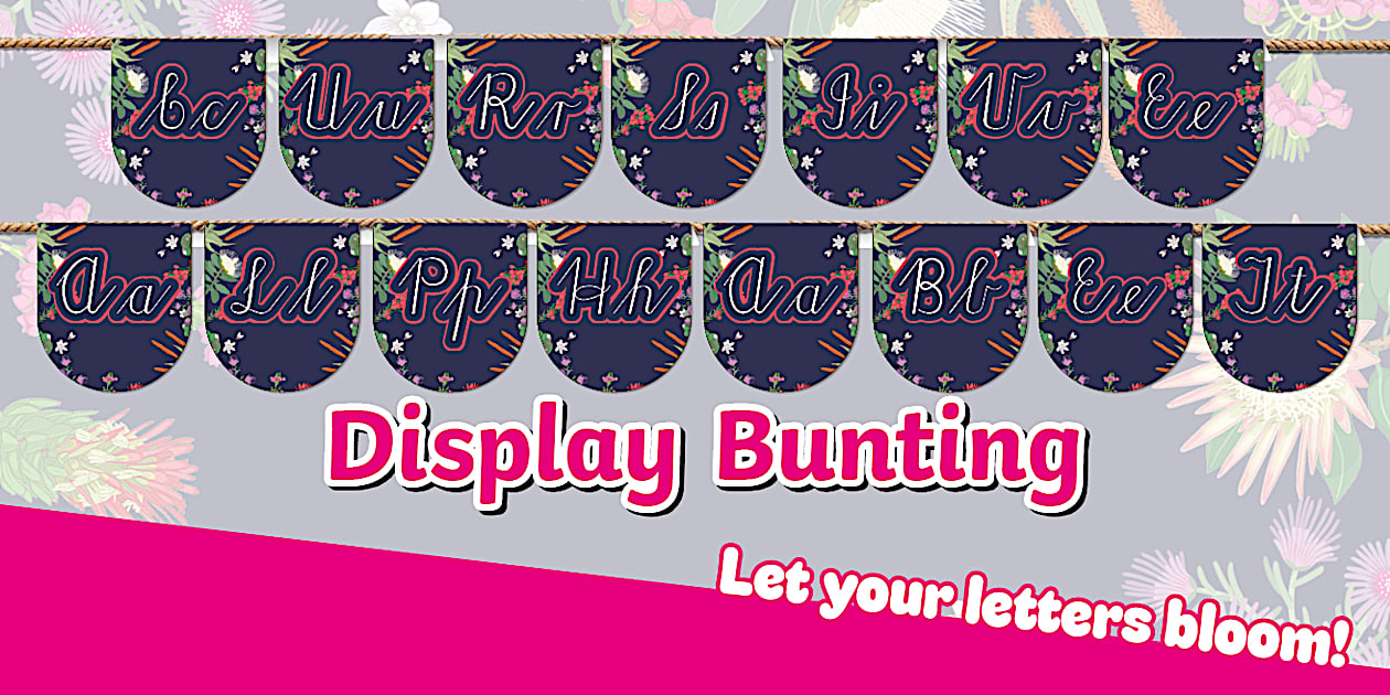 Fynbos-Themed Cursive Alphabet Display Bunting