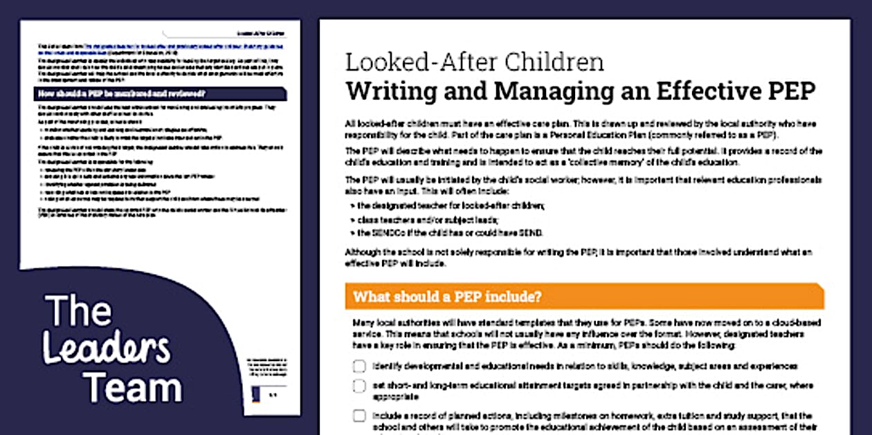Writing and Managing an Effective Personal Education Plan (PEP) - leaders