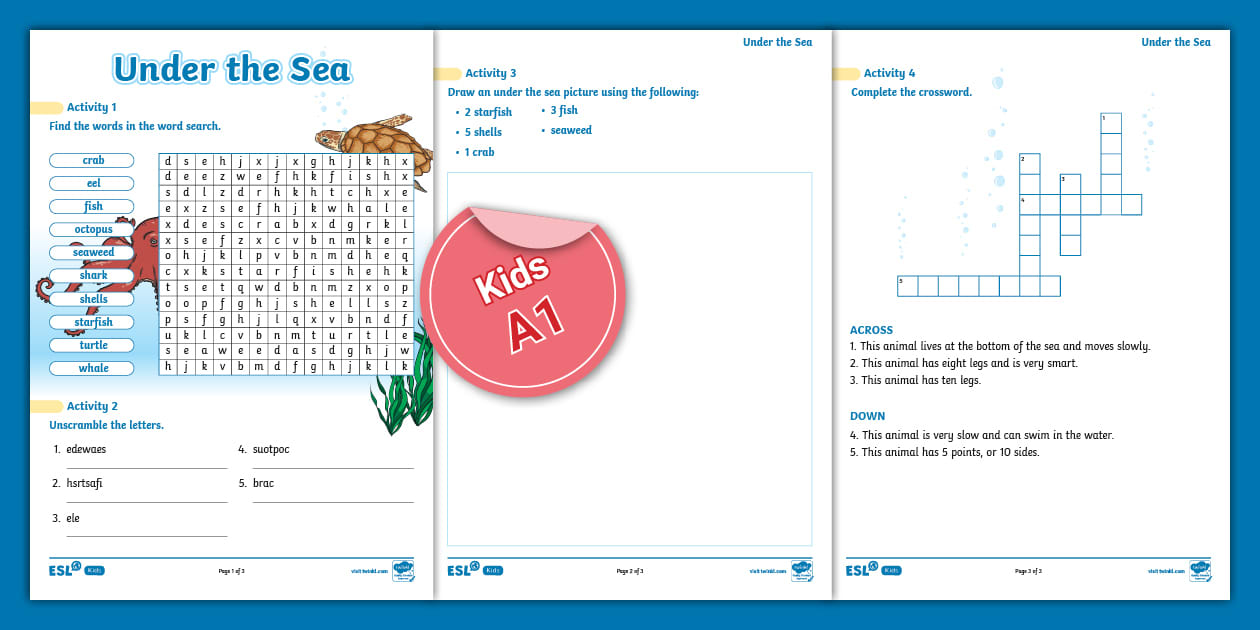 Twinkl ESL Under the Sea Activity Sheet (teacher made)