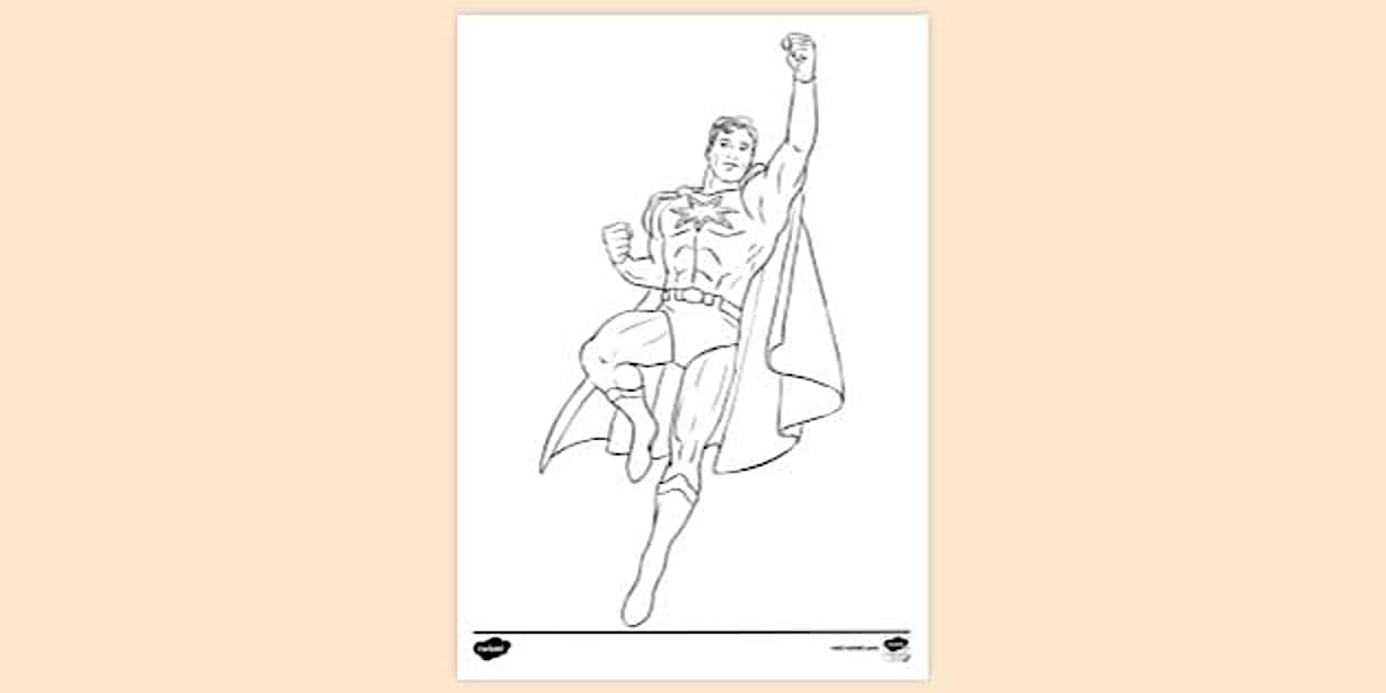 Flying Superhero Colouring Sheet | Colouring Sheets - Twinkl
