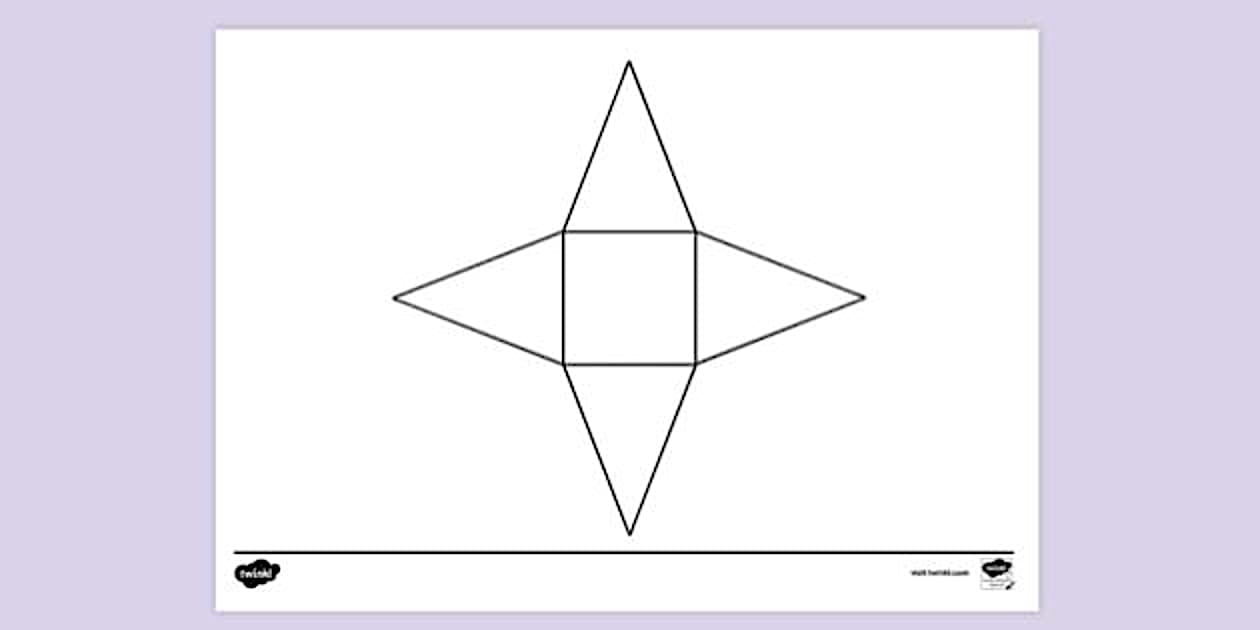Square Pyramid Net Colouring | Colouring Sheets - Twinkl
