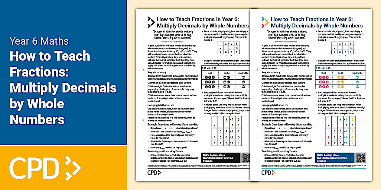 How to Teach Fractions in Year 6: Multiply Decimals by Whole Numbers