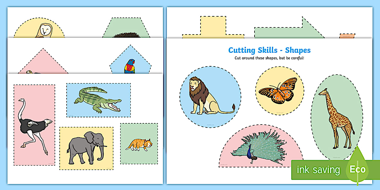 👉 Cutting Skills Worksheets (Shapes) (teacher made)