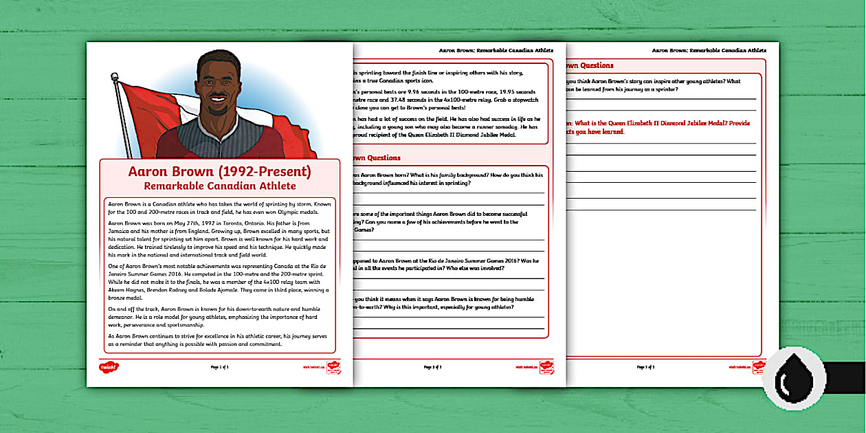 Aaron Brown RemarkableCanadian Athlete Reading Comprehension