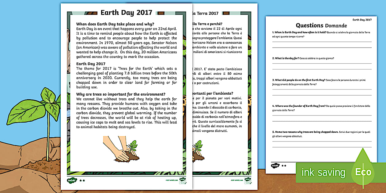 Lower Ability Earth Day Differentiated Reading Comprehension Activity