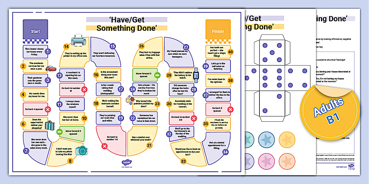 Fun ESL Causative Board Game for B1-level adults. - Twinkl