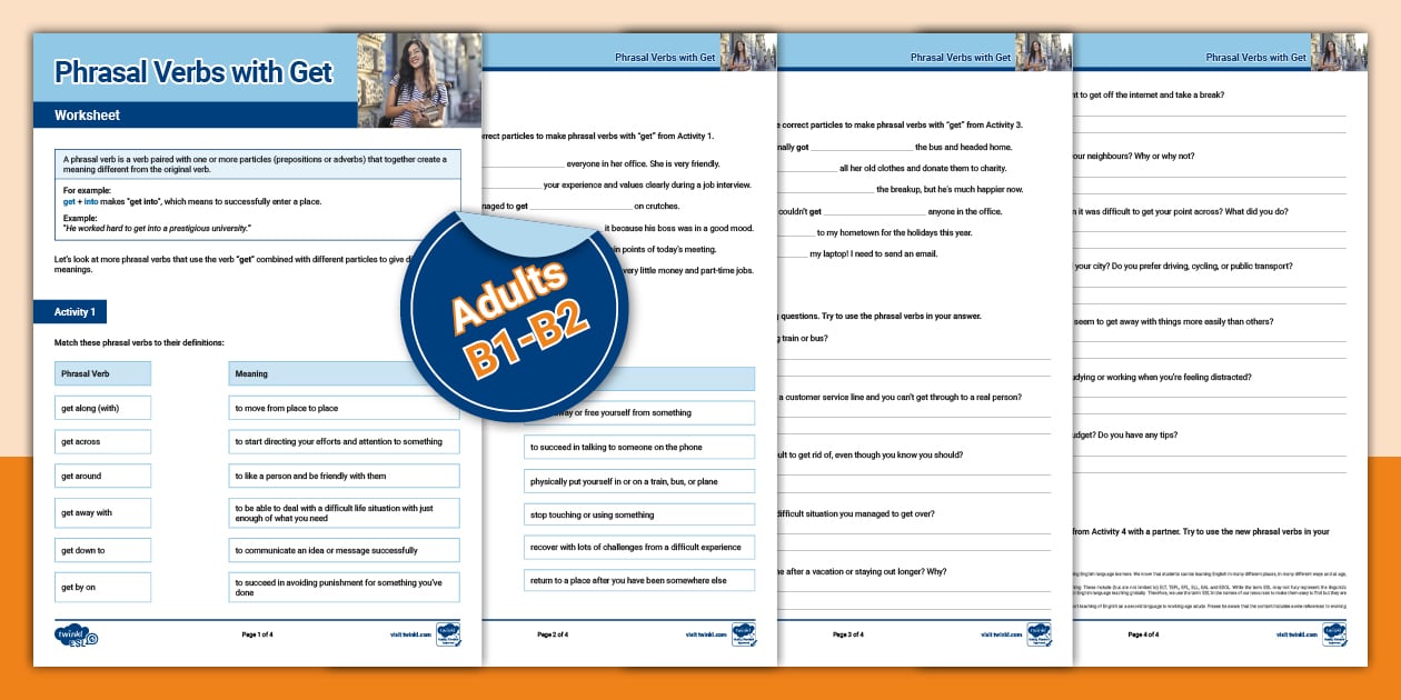 ESL Phrasal Verbs with 'Get' Activity Sheet [Adults, B1-B2]