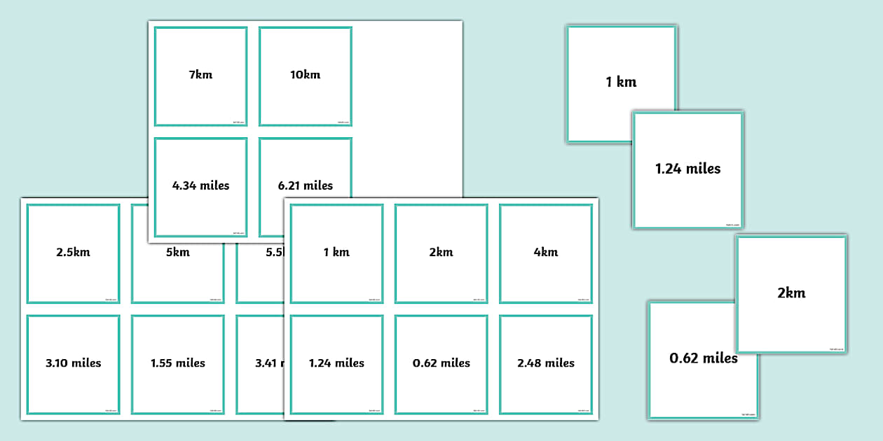 👉 KM to Miles Matching Cards (Teacher-Made) - Twinkl