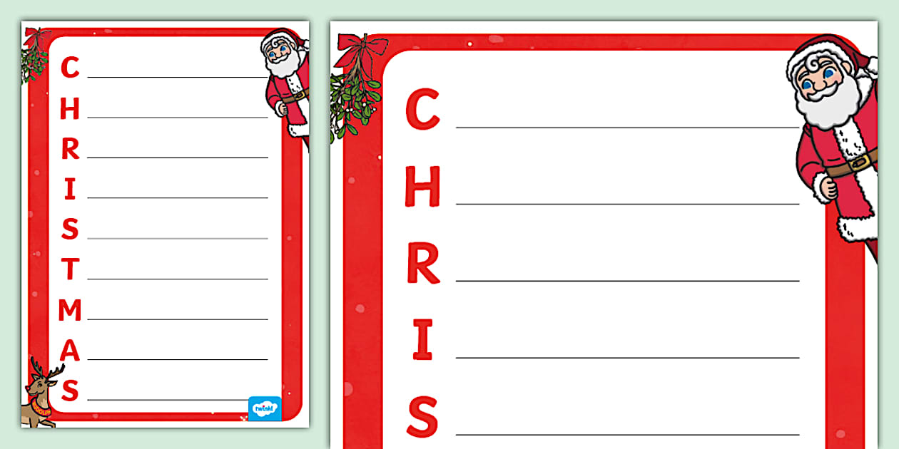Christmas Acrostic Poem Template (teacher made) - Twinkl