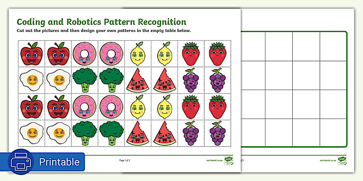 Grade R Coding And Robotics Make Your Own Pattern Activity