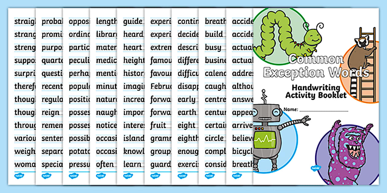 Year 3 & Year 4 Statutory Spelling Words Handwriting Worksheets