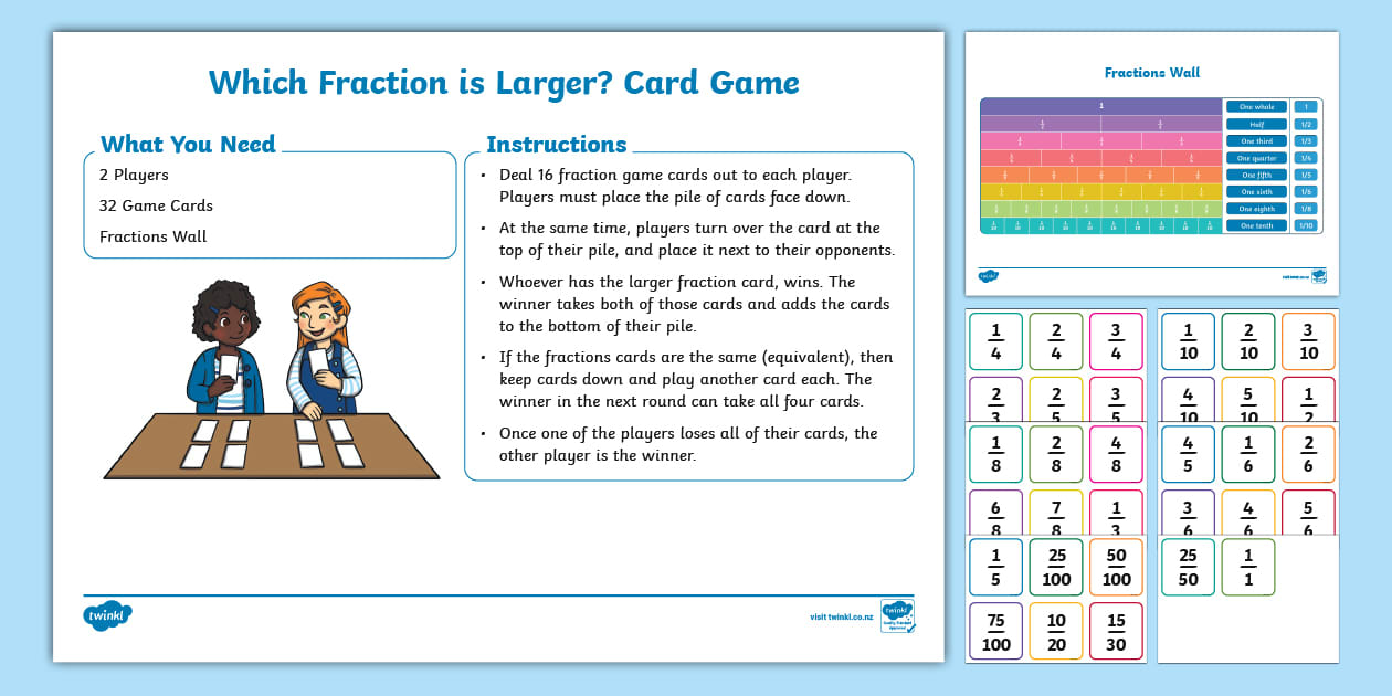 Fractions Warm Up Card Game - Which Fraction is Larger?