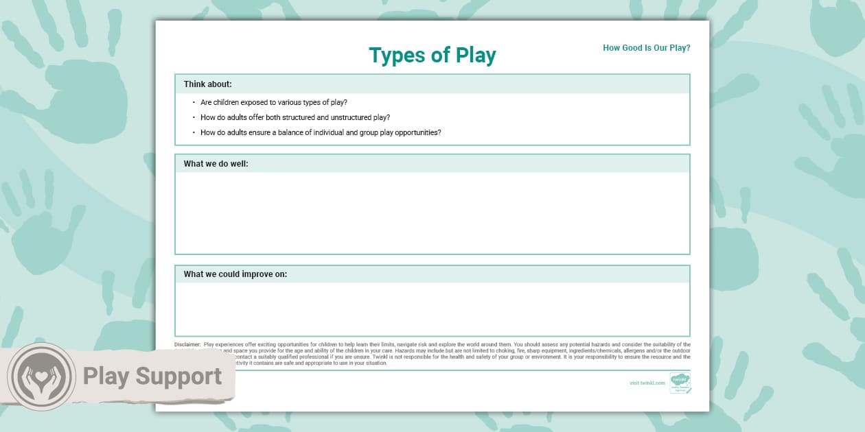 How Good Is Our Play? Types of Play Evaluation Template