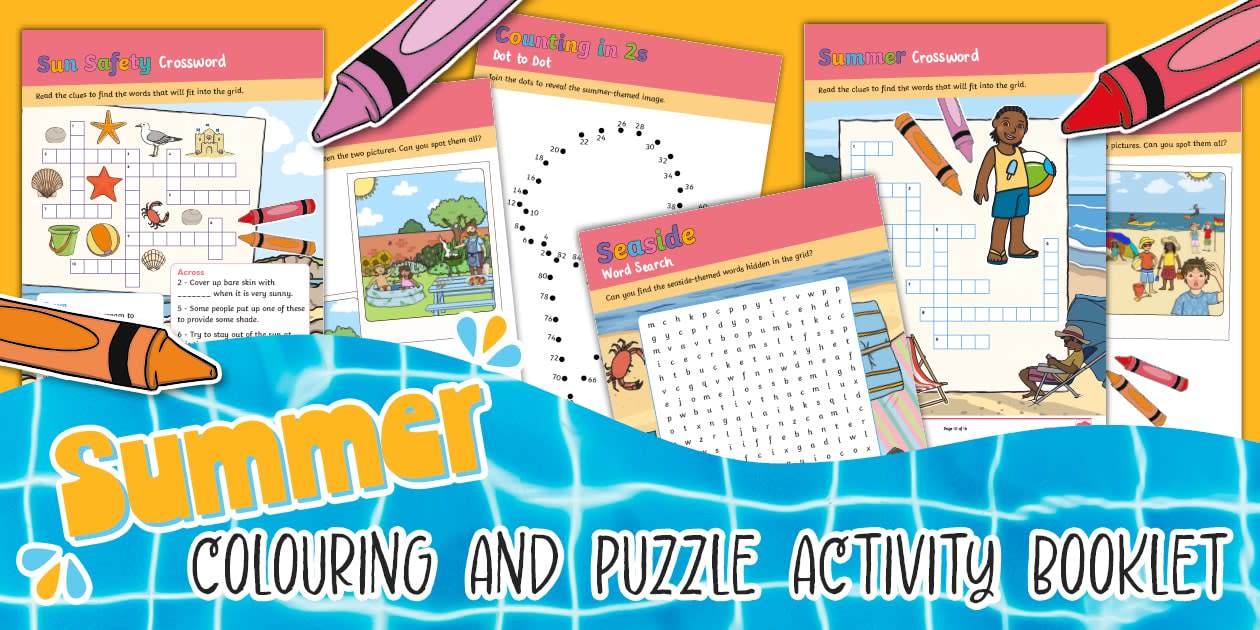 Summer Colouring and Puzzle Activity Booklet Ages 5-7