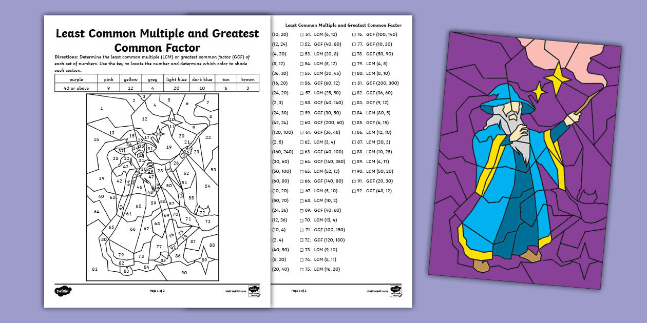 Sixth Grade Least Common Multiple and Greatest Common Factor Wizard ...