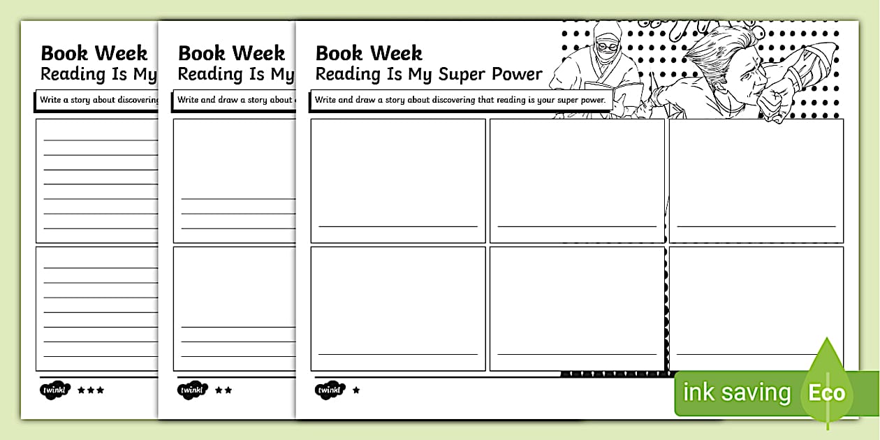 Reading Is My Super Power Story Differentiated Writing Template
