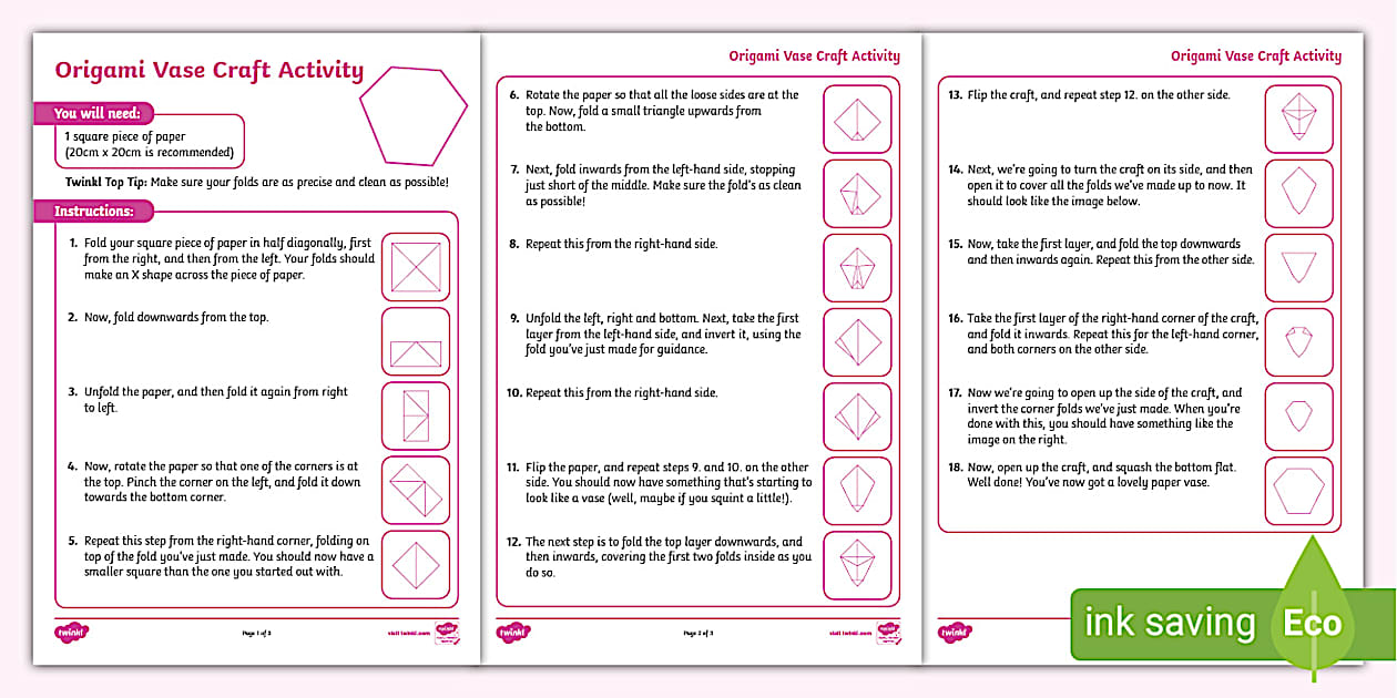 Origami Vase Craft Activity | Twinkl | Origami Crafts | KS1