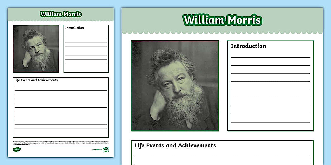 William Morris Biography Template (teacher made) - Twinkl