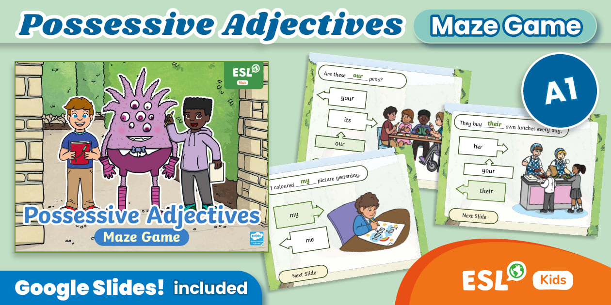 ESL Possessive Adjectives Maze Game [Kids, A1]