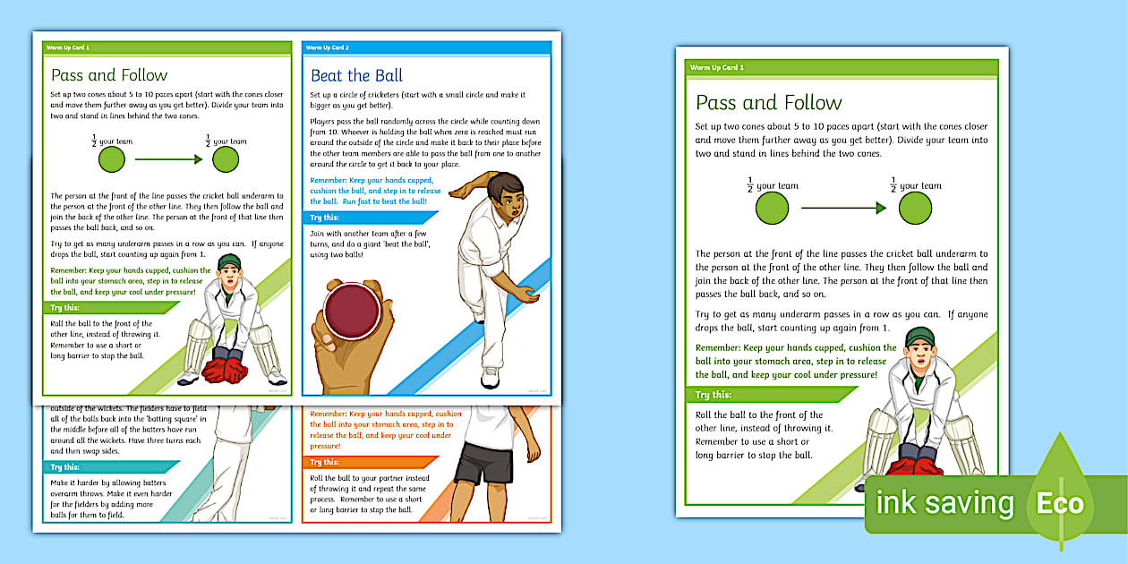 Cricket Warm-Up Cards I Fielding I KS3 - Twinkl