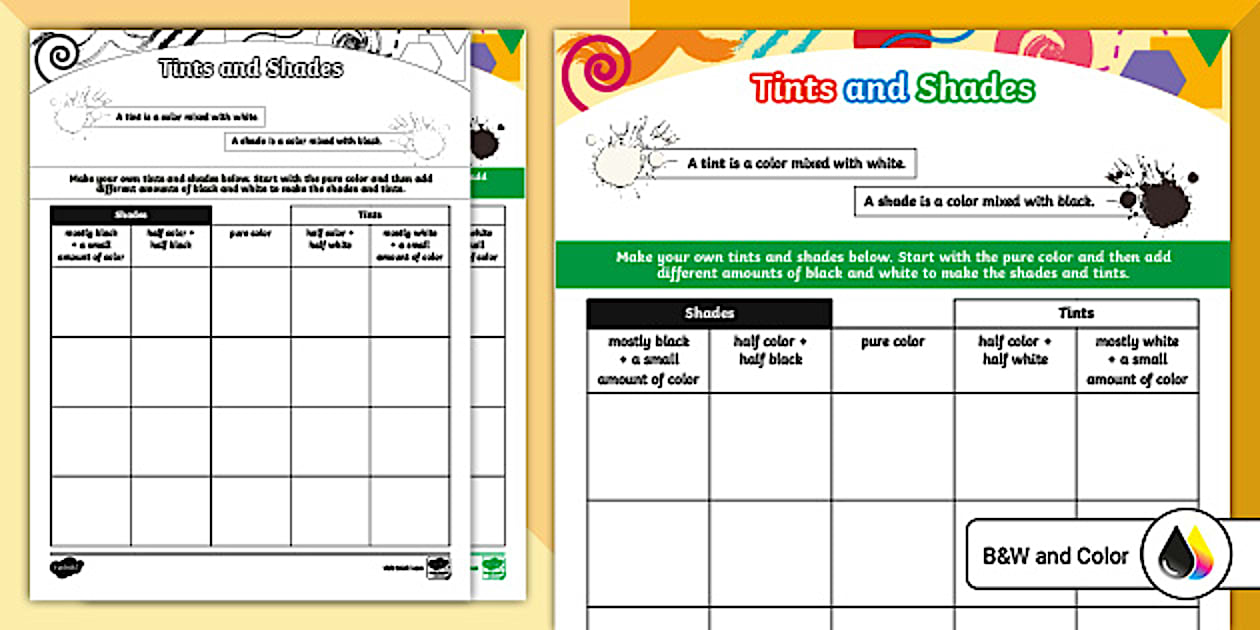 Tints and Shades Worksheet | Elements of Art | Twinkl USA