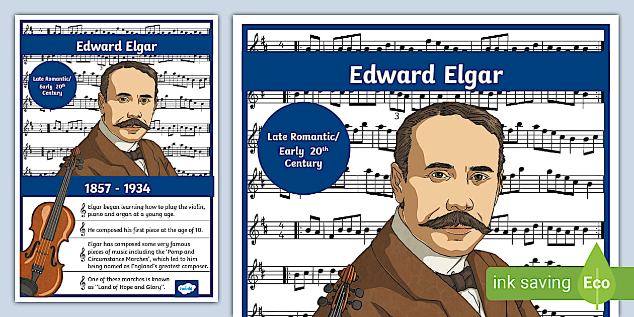Black and White Edward Elgar Display Poster - Twinkl