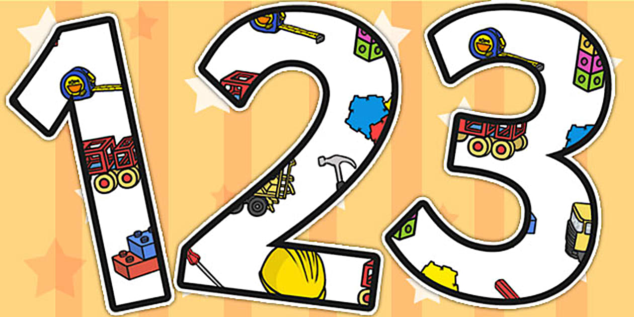 👉 Construction Area Themed A4 Display Numbers - Twinkl