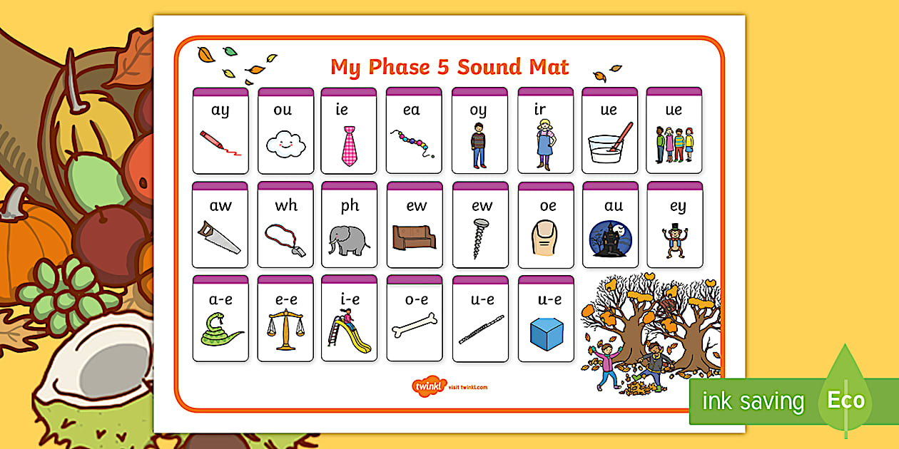 Cursive Autumn Themed Phase 5 Sound Mat (teacher made)
