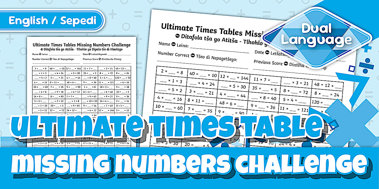 Grade 4 Maths: Ultimate Times Tables Missing Numbers Challenge Worksheet-