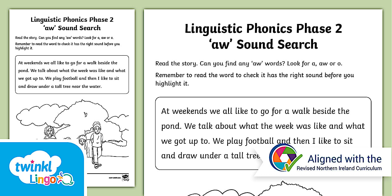 Linguistic Phonics Phase 2 ‘aw’ Sound Search Activity Sheet