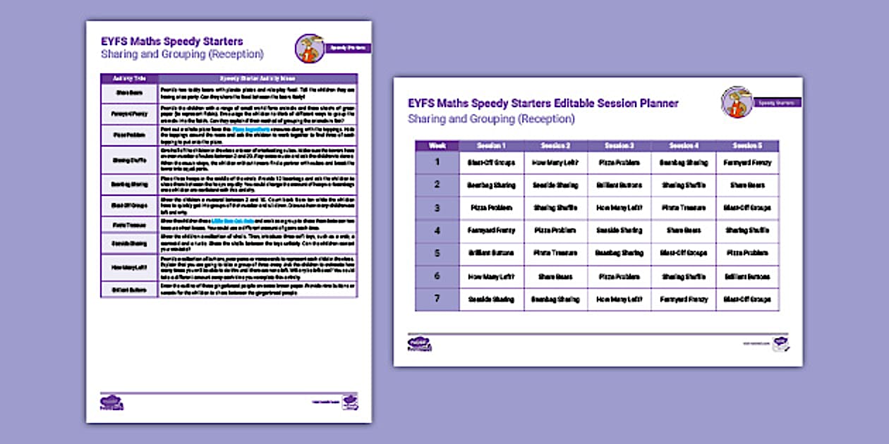 EYFS Speedy Starters: Grouping and Sharing (Reception)