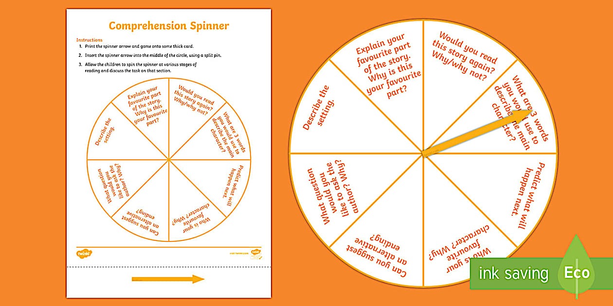 Editable Reading Comprehension Questions Spinner Game