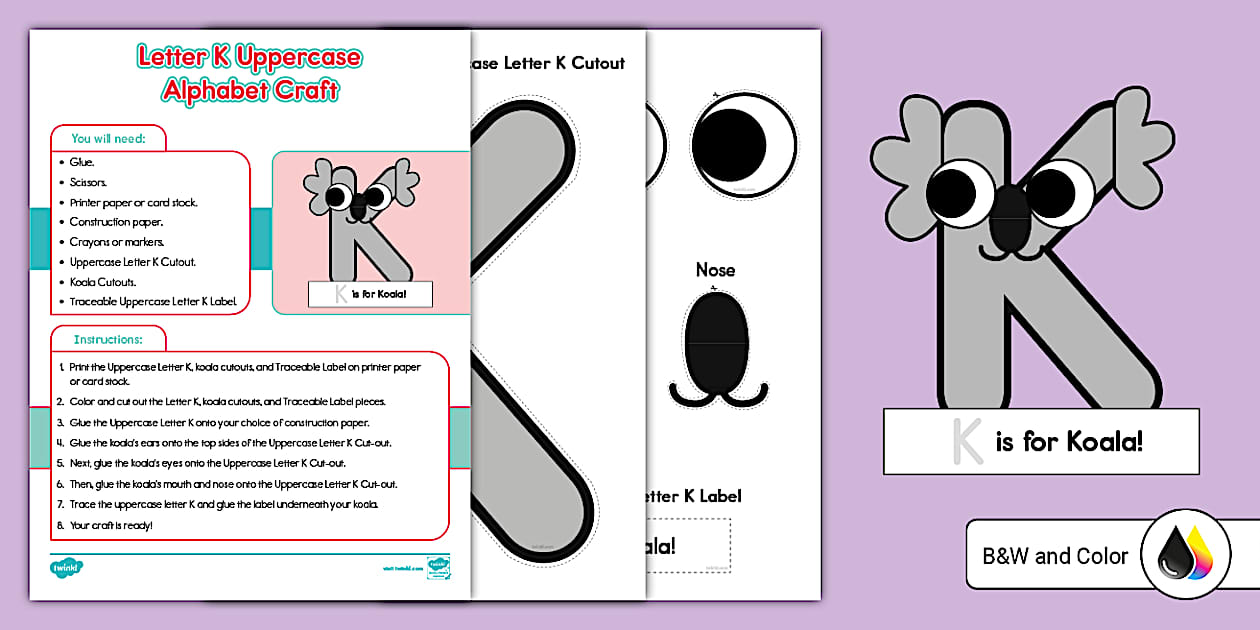 Letter K Uppercase Alphabet Craft