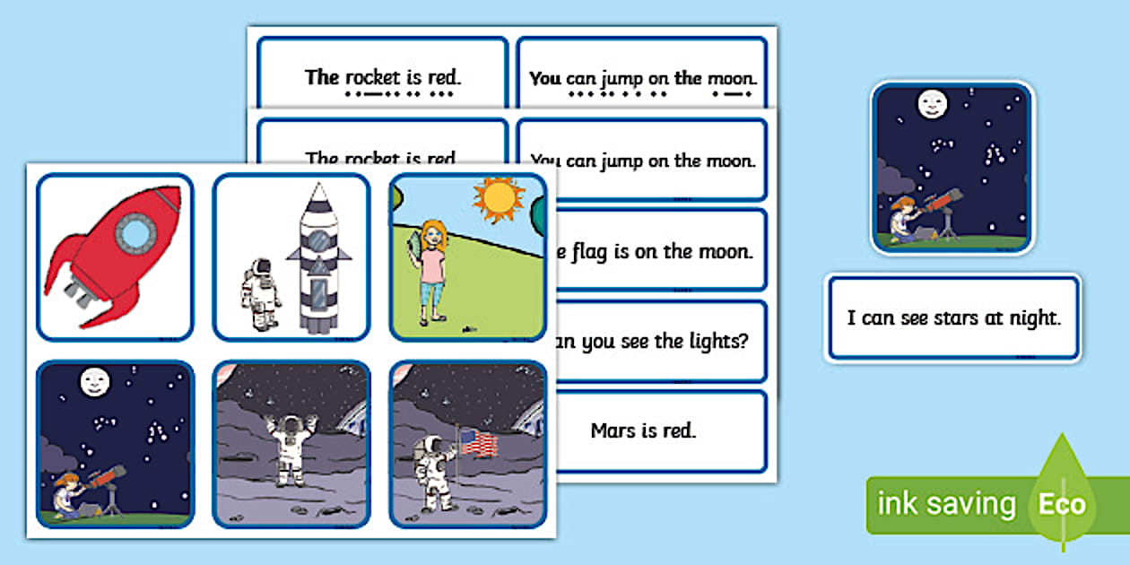 Space-Themed Simple Sentence Matching Activity - Twinkl