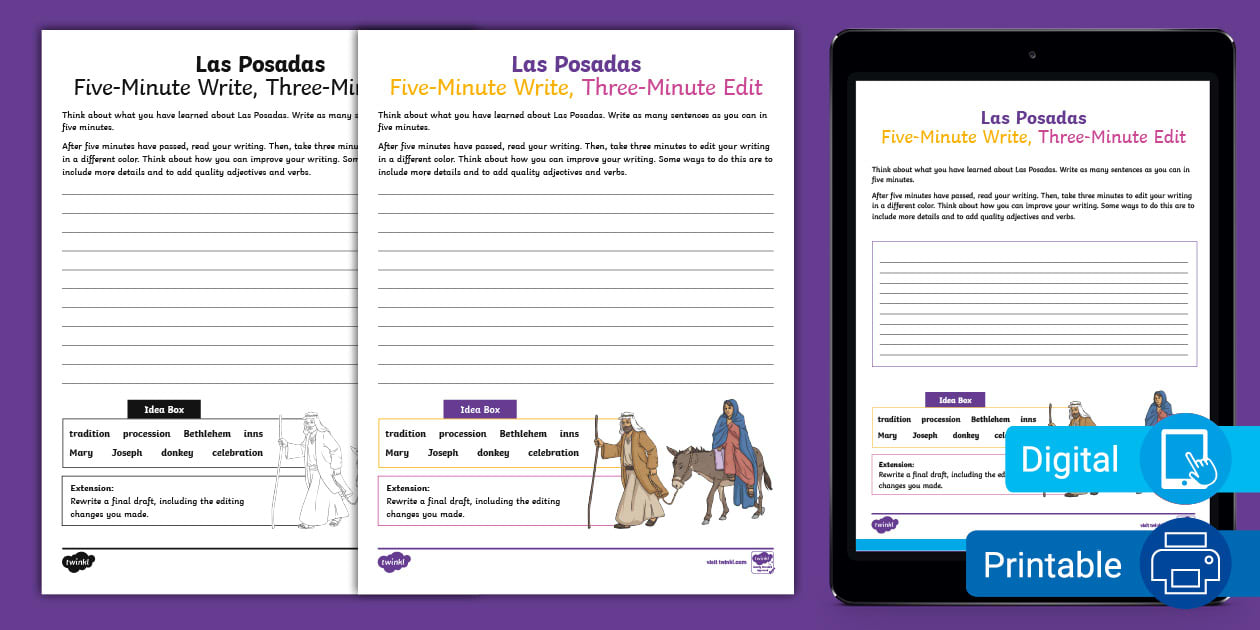 Las Posadas Five-minute Write and Three-minute Edit - Twinkl